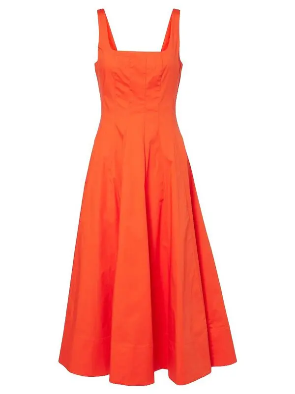 Staud Wells Cotton Poplin Midi Dress - Red