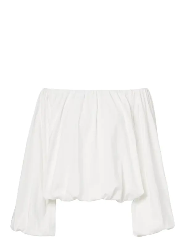 Dorothee Schumacher Soft Volume Cotton Poplin Off-shoulder Top - White
