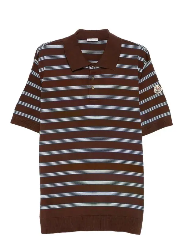 Moncler Striped Short-sleeve Polo Shirt - Brown