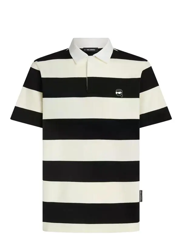 Karl Lagerfeld Striped-pattern Polo Shirt - Black