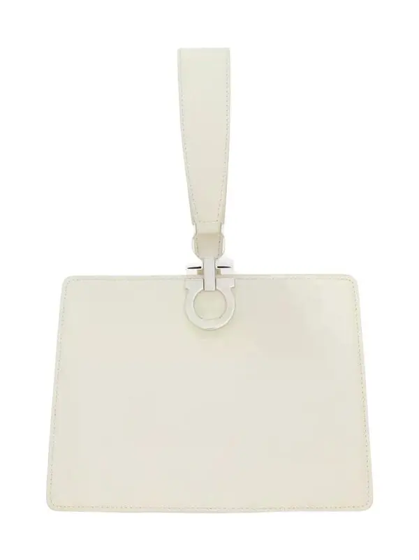 FERRAGAMO Mini Clutch In Brushed Leather - White