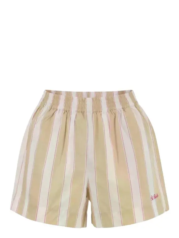 MC2 SAINT BARTH Striped Embroidered Shorts - Neutrals