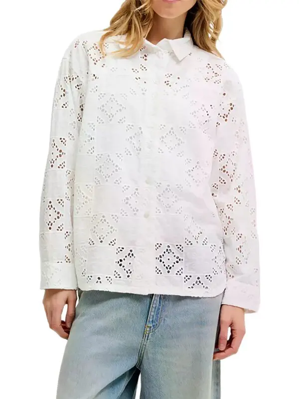 JJXX Broderie Anglaise Patchwork Shirt - White