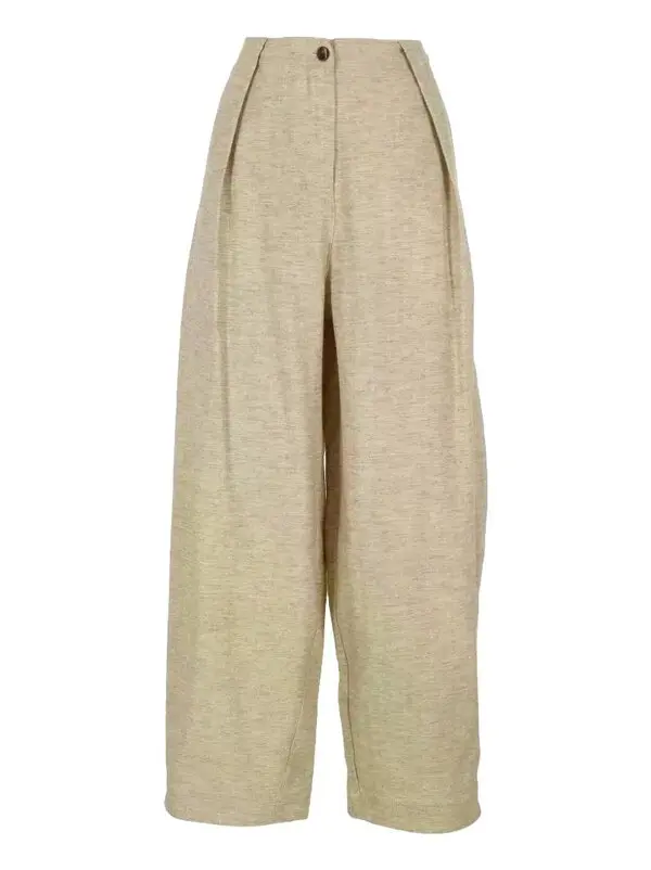 EMMA E GAIA Emma E. Gaia Pleated Wide-leg High-waisted Trousers - Neutrals
