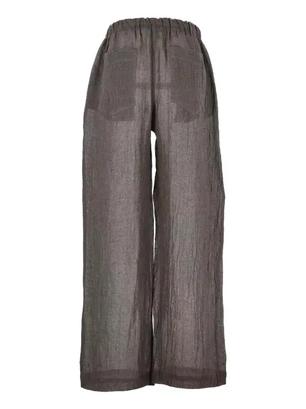 120% Lino Gauze High-waisted Wide-leg Trousers - Grey