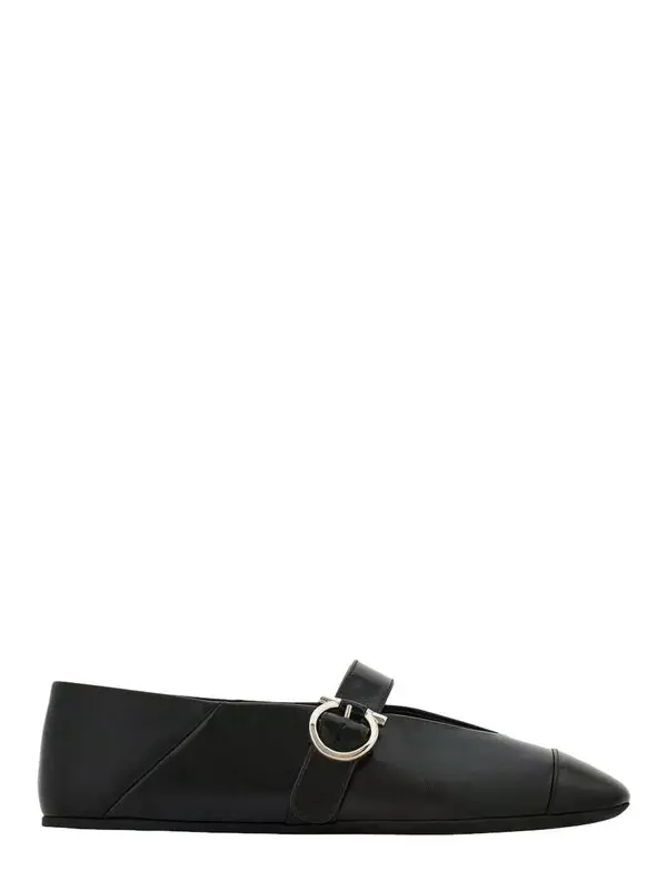 FERRAGAMO Gancini Strap Ballet Flats - Black