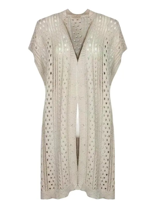 PUROTATTO Open-work Sequin Embellished Cardigan - Neutrals