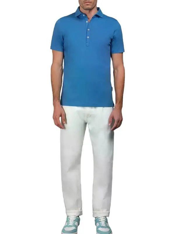 MOORER Tarno-sio Cotton Polo Shirt - Blue