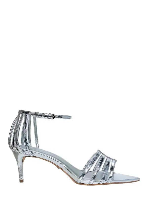 ANDREA CARRANO Metallic Effect Cage Strap Sandals - Silver