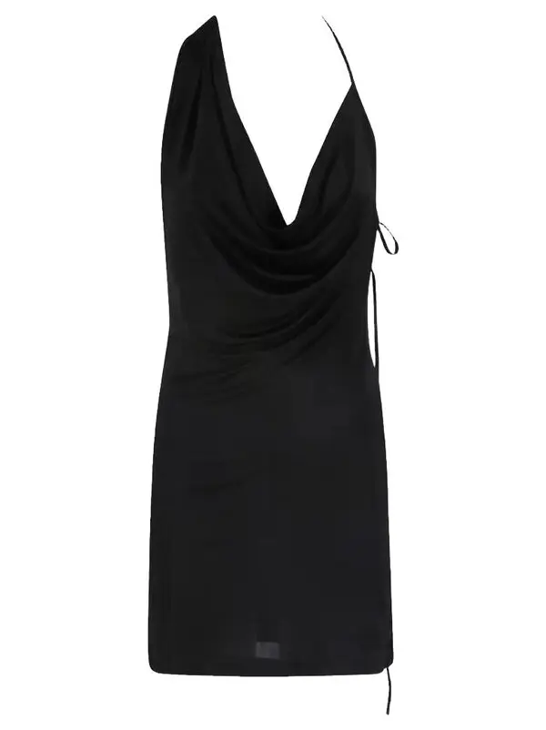 AMAZUIN Ravi Draped Cowl-neck Mini Dress - Black