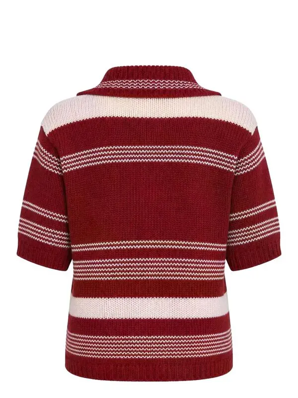 N°21 Striped Short-sleeve Sweater - Red