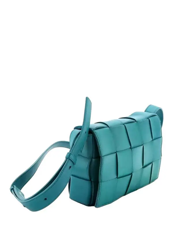Bottega Veneta Cassette Maxi Intrecciato Leather Crossbody Bag - Blue