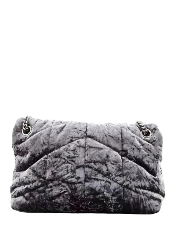 Saint Laurent Loulou Puffer Quilted Velvet Small Shoulder Bag - Grey