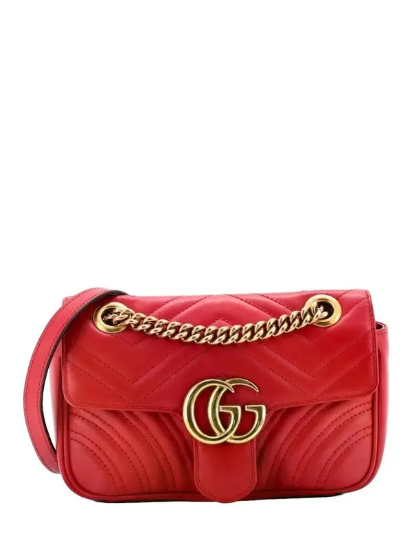 Gucci Gg Marmont Matelasse Leather Small Crossbody Bag - Red