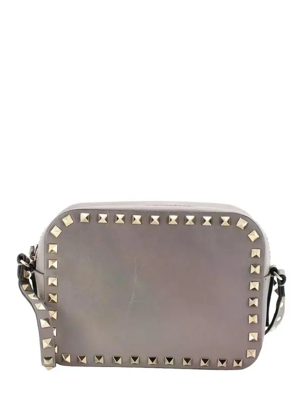 Valentino Garavani Rockstud Leather Camera Crossbody Bag - Grey