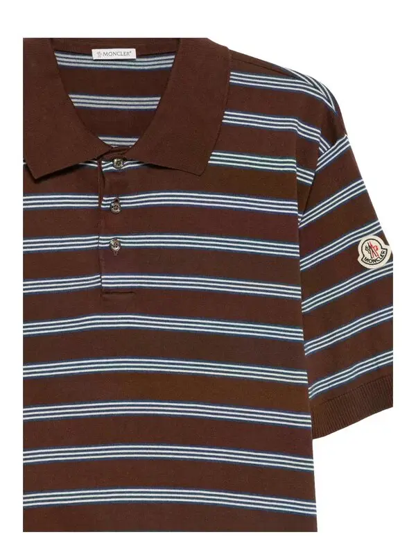 Moncler Striped Short-sleeve Polo Shirt - Brown