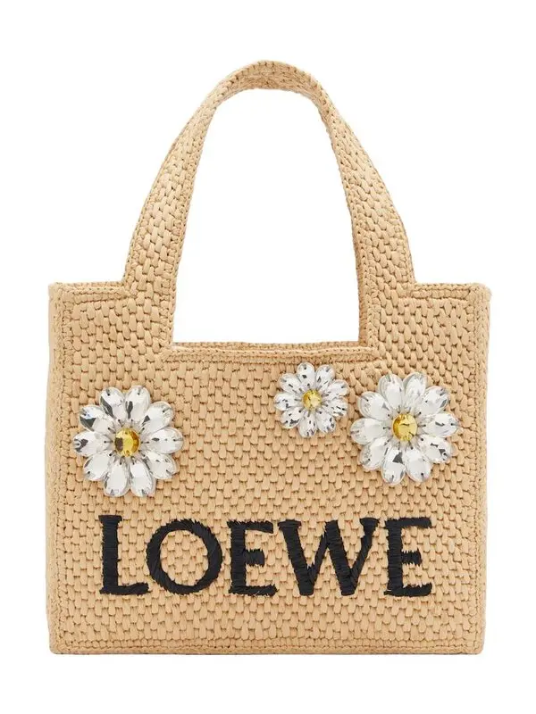 Loewe Embellished Raffia Top-handle Bag - Beige