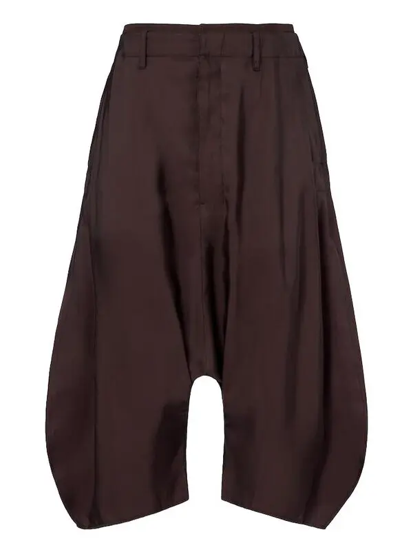 LEMAIRE Oversized Bermuda Shorts In Glossy - Brown