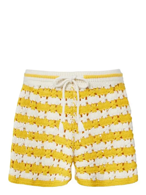 The Upside Goldie Malik Cotton Crochet Shorts - Yellow