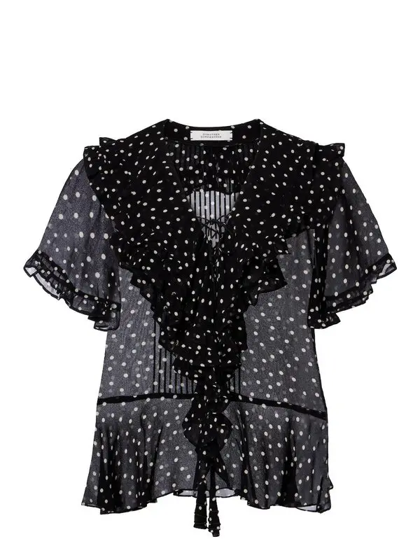 Dorothee Schumacher Dancing Dots Polka-dot Georgette Blouse - Black
