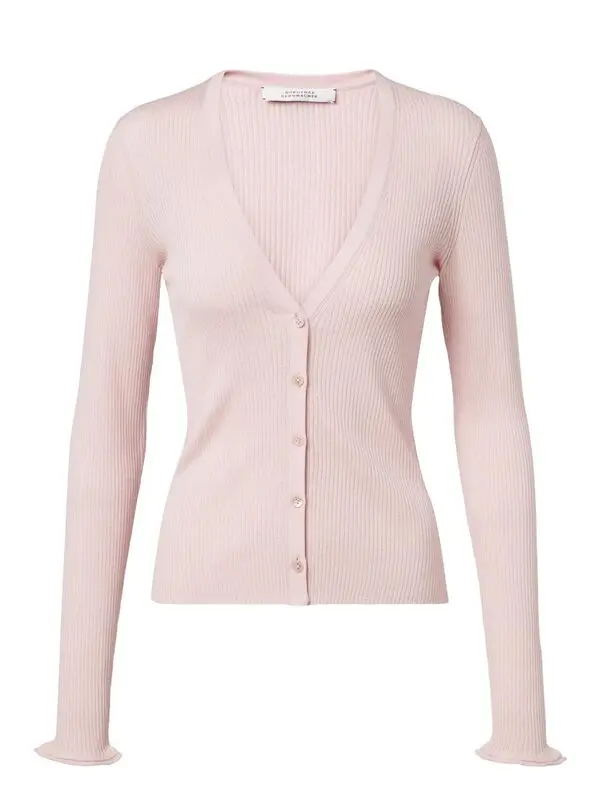 Dorothee Schumacher Refined Essentials V-neck Cardigan In Wool And Cotton - Pink