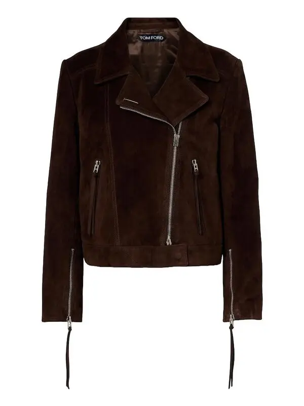 TOM FORD Suede Biker Jacket - Brown