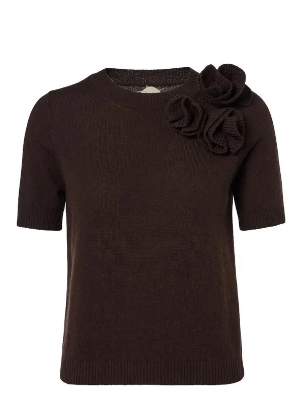 Jardin Des Orangers Floral Appliqué Wool And Cashmere Sweater - Brown