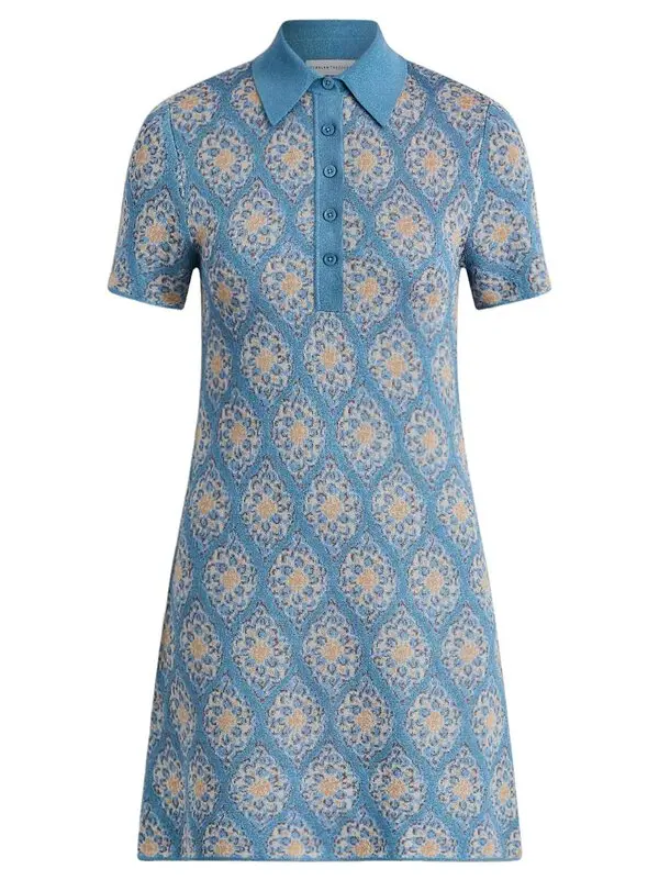 Scanlan Theodore Knit Brocade Shirt Dress - Pale.sapphire