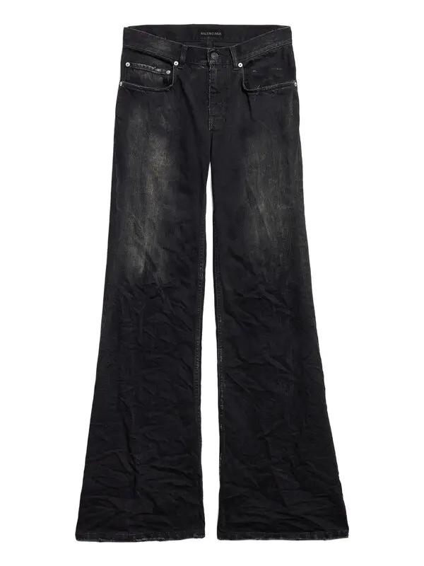 Balenciaga Wide Leg Cotton Denim Jeans - Black