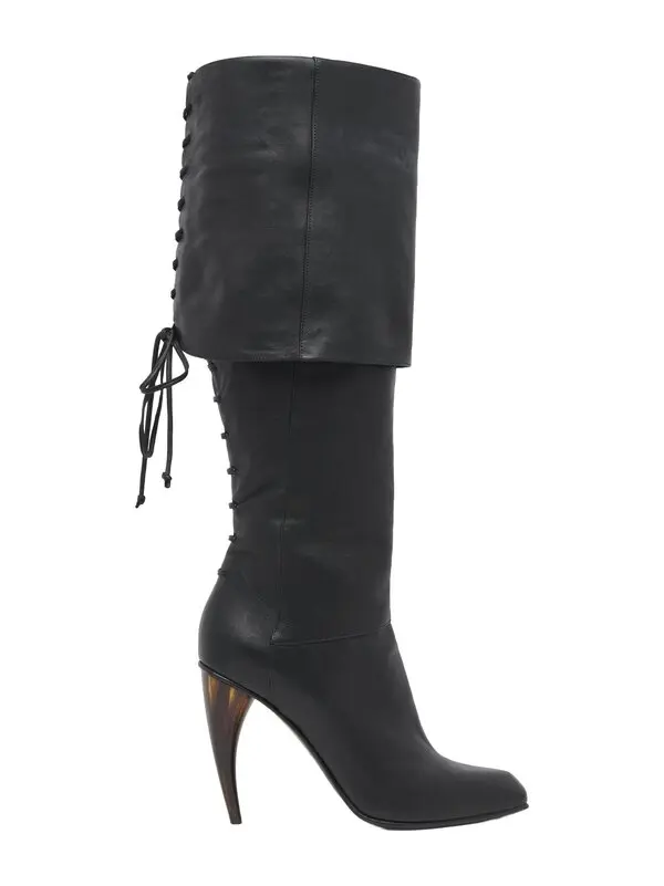 Alexander McQueen Horn Heel Knee-high Boot - Black