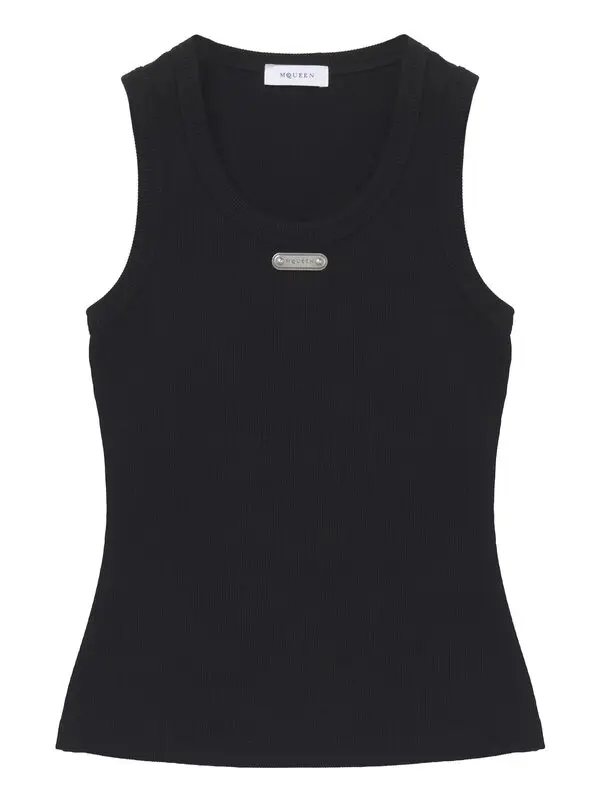 Alexander McQueen Ribbed Placket Tank Top - Black
