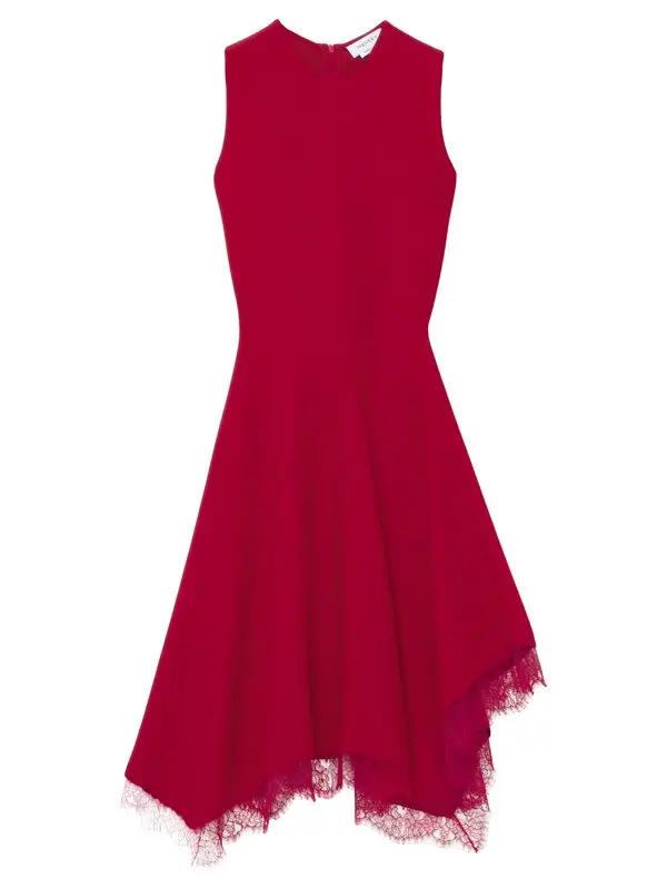 Alexander McQueen Lace Trim A-line Dress - Red