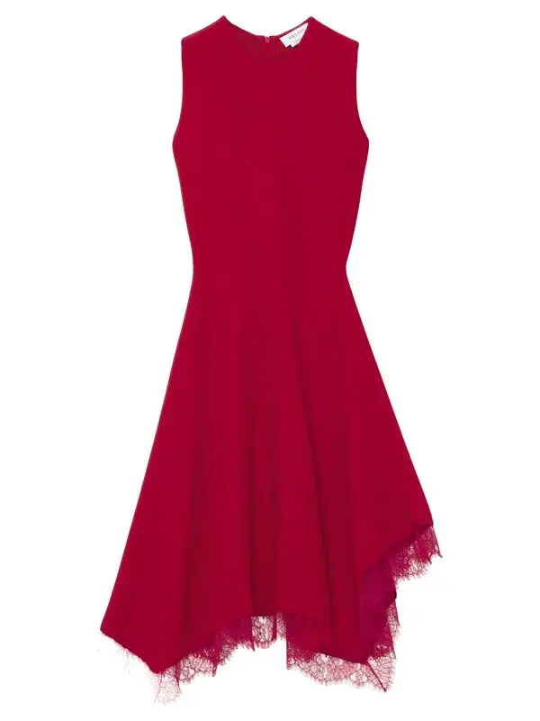 Alexander McQueen Lace Trim A-line Dress - Red