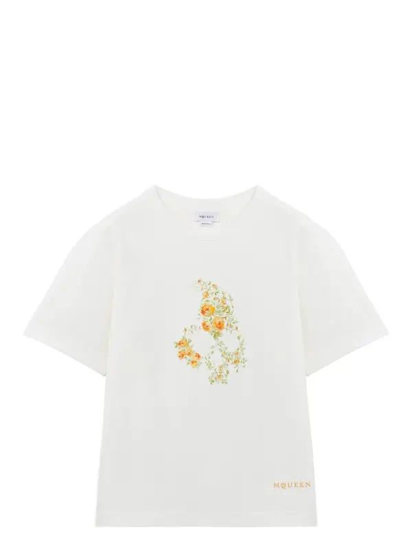 Alexander McQueen Floral Skull T-shirt - Ivory