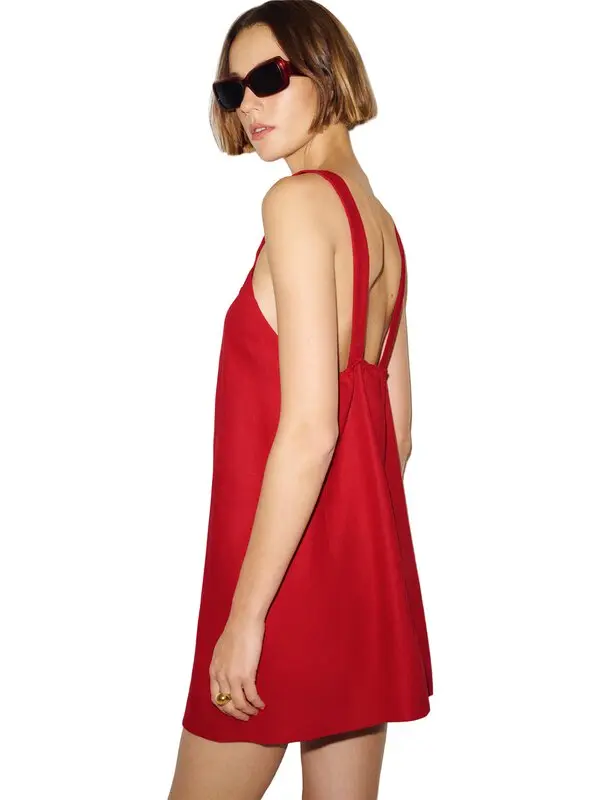 REFORMATION Luella Linen Mini Dress - Red