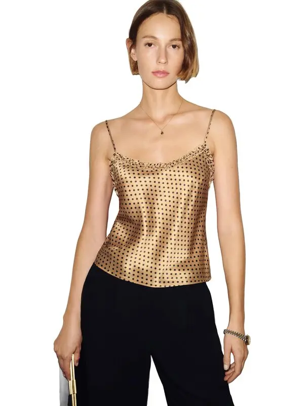 REFORMATION Kristen Silk Top - Brown