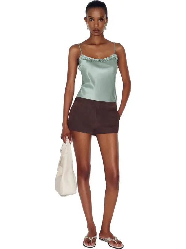 REFORMATION Kristen Silk Top - Green