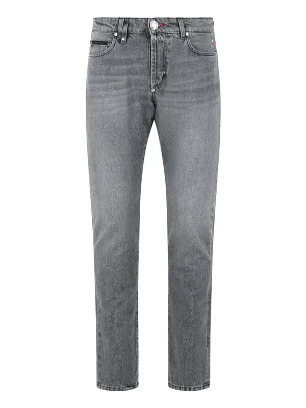 Philipp Plein Straight Cotton Jeans - Grey