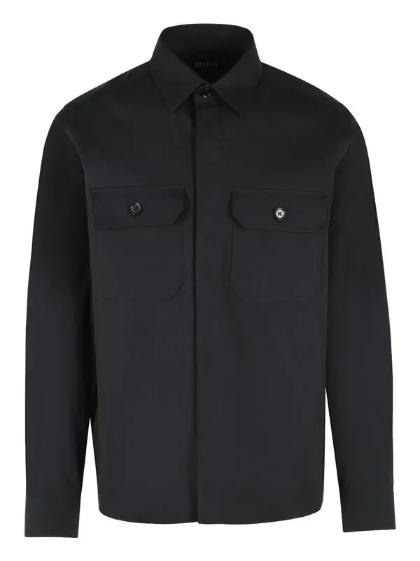 Zegna Stretch Cotton Overshirt - Black