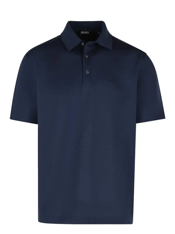 Zegna Polo Shirt In Cotton - Blue