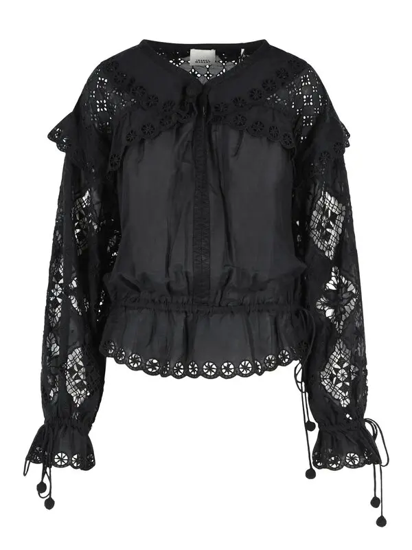 Isabel Marant Étoile Nowana" Cotton Blouse With Sangallo Details - Black