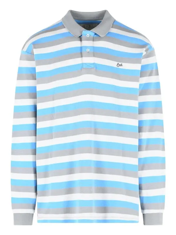 ERL Multicolor Striped Cotton Polo Shirt - Light Blue