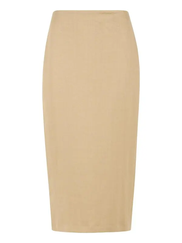 Max Mara Veranda Diagonal Slim Linen Skirt - Beige