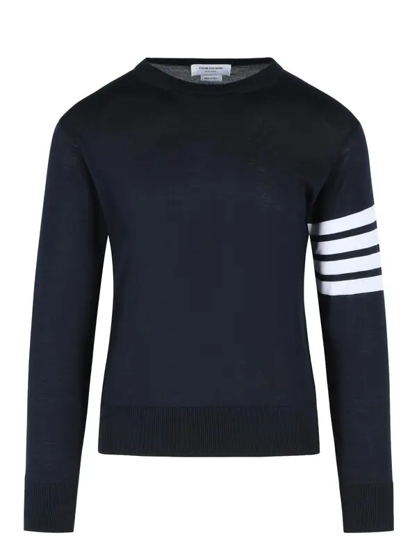 Thom Browne Classic 4 Bar Merino Wool Sweater - Navy