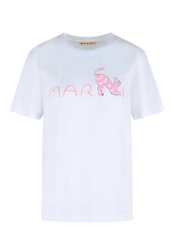 Marni Cotton T-shirt With Graphic Print - White