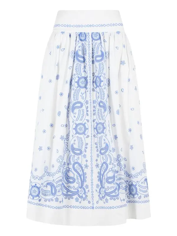 SELF-PORTRAIT Embroidered Midi Skirt - White