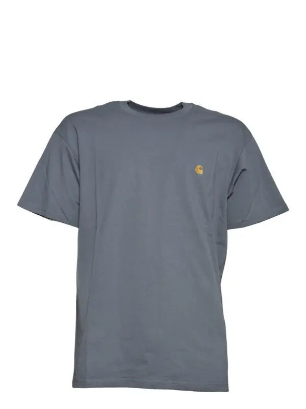 Carhartt Work In Progress Crewneck T-shirt With Logo Detail - Blu/oro