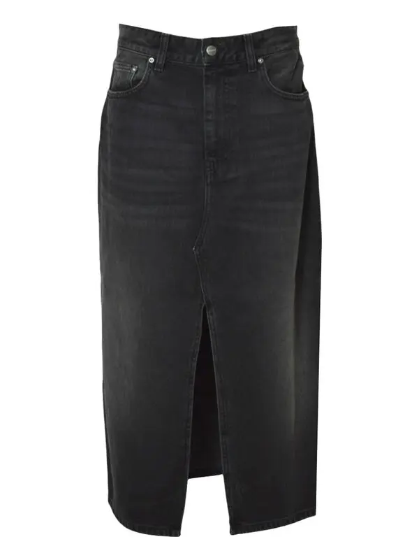 Carhartt Work In Progress Denim Maxi Skirt With Slit - Nero