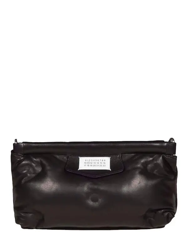 MAISON MARGIELA Padded Quilted Leather Clutch Bag With Silver-tone Chain Strap - Nero