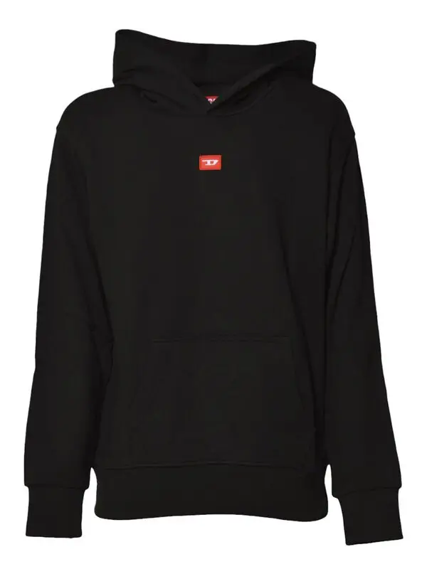 DIESEL® Black Hoodie With Logo Detail - Nero